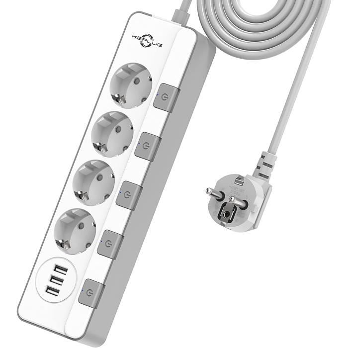 Multiprise Electrique (4000W-16A), Multiprise Parafoudre 500J Avec ...