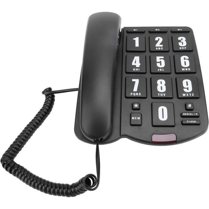 Téléphone à Grosses Touches pour Personnes âgées, Téléphone Fixe ...