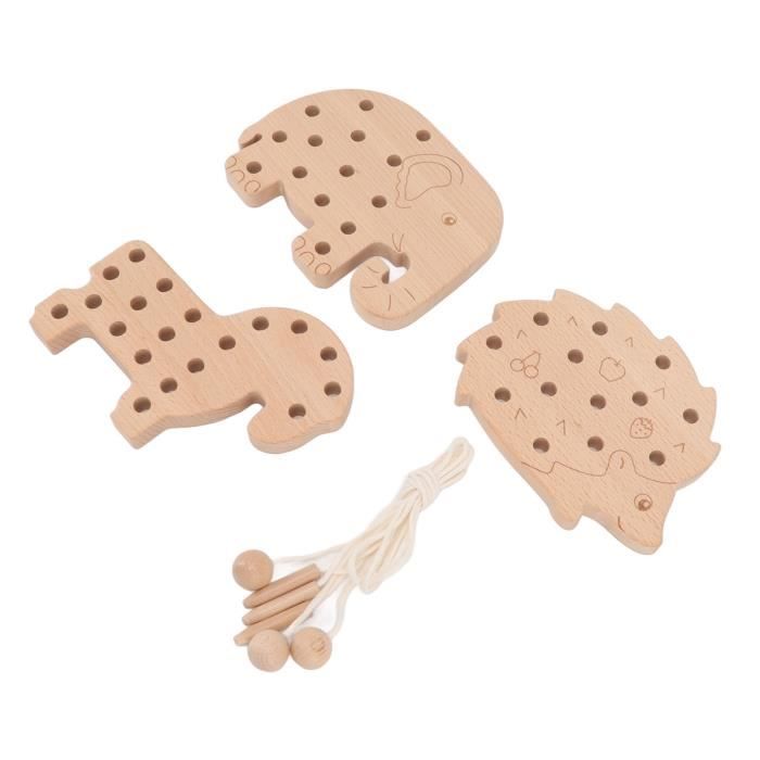 Toddler Threading Toy Bloc de Dentelle en Bois, Jouet de Laçage en Bois ...