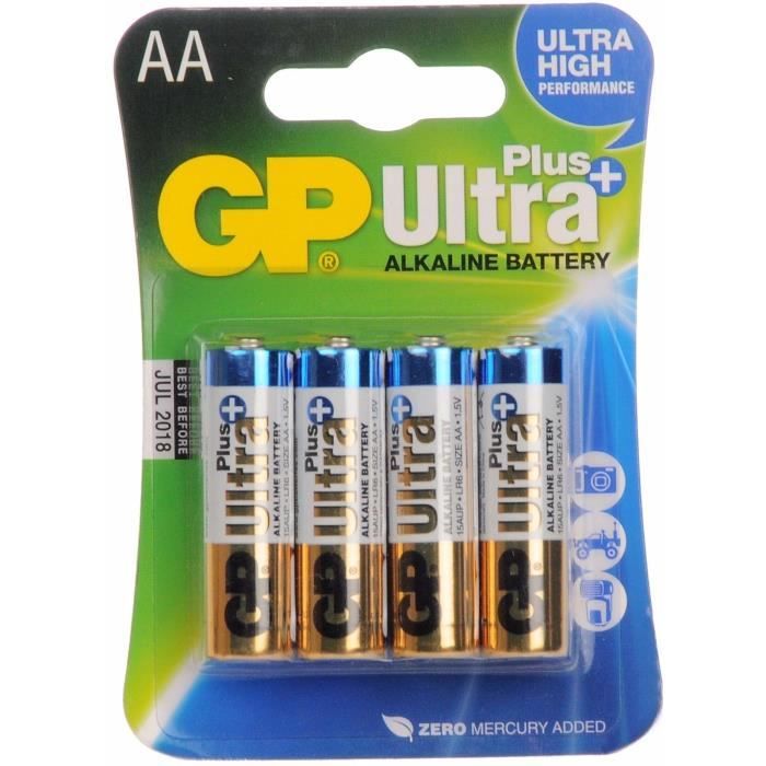 Pack de 4 Piles GP ULTRA PLUS ALKALINE CARTE NEUVE LR6 AA - Cdiscount Bricolage