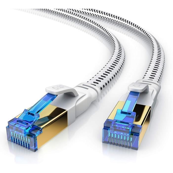 Câble réseau plat Cat 8.1 Rj45 de 0,5 m, câble Ethernet Gigabit Lan Cat ...