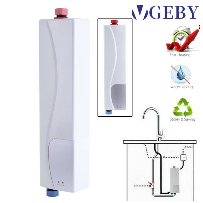 Chauffe-eau 220V 3000W Mini chauffe-eau instantané électrique sans réservoir Salle de bains ...