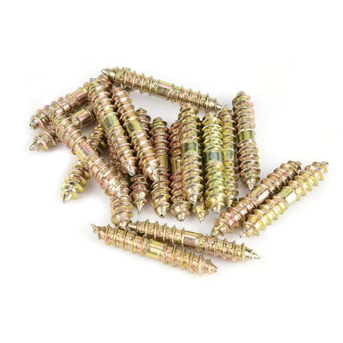 Zerone Vis à goujon 20pcs Vis à Bois 5 * 30mm Double extrémité Goujon Vis Autotaraudeuse Boulons ...