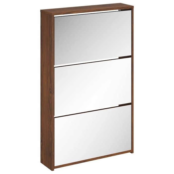 (699298) Brun Meuble Hall D'entrée - Armoire à chaussures - miroir ...