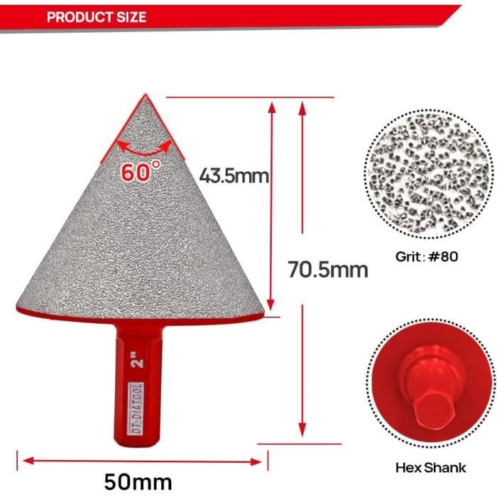 Fraise À Chanfrein En Diamant 50Mm Avec Queue Hexagonale Pour Agrandir ...