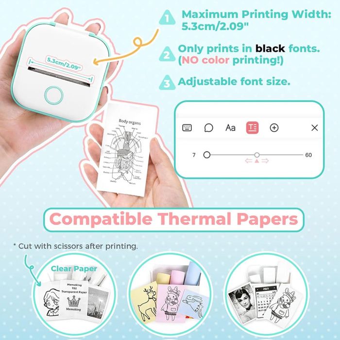 Imprimante d'étiquettes mini T02 – Imprimante portable avec 3 rouleaux ...