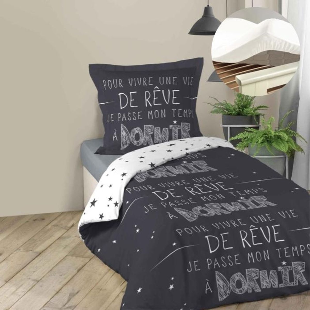 Pack Parure De Couette Enfant 140x200 Cm Sleepy Drap Housse 90x190