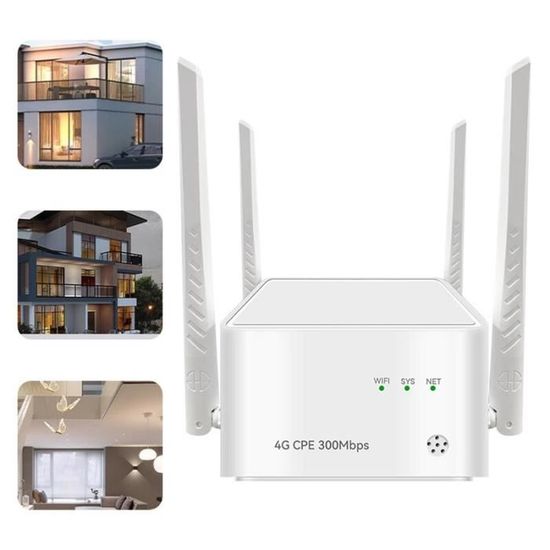 BLANC-Routeur Internet sans fil avec antenne à gain élevé, prise UE ...