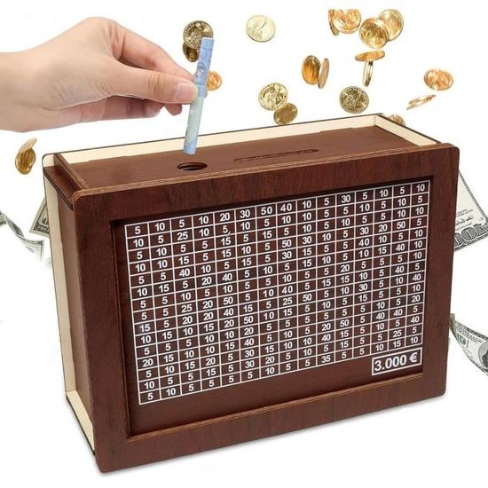 Tirelire en Bois - 3000 Euros - Compteur Réutilisable - Décoration ...