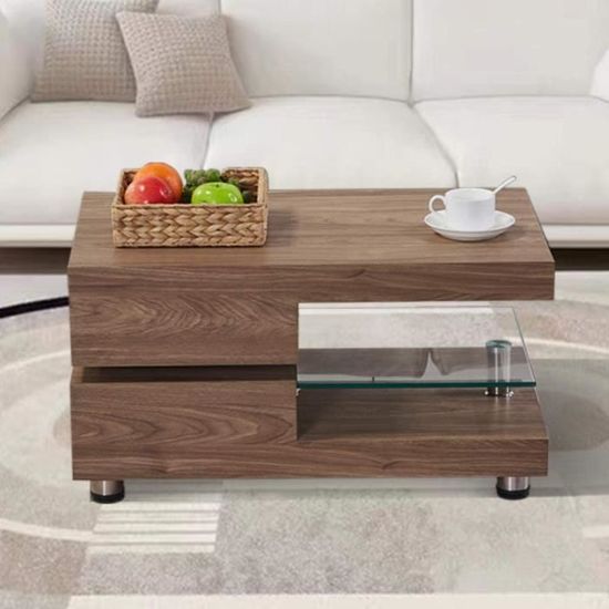 GOLDFAN Table Basse de Salon rotative en Bois avec Espace de Rangement ...