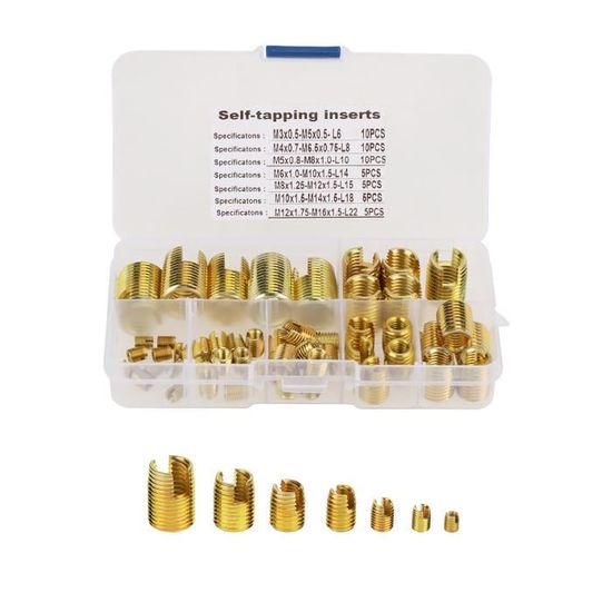 Mothinessto Insert fileté autotaraudeur 50Pcs Laiton filetage auto ...