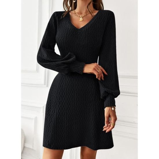 Robe femme chic et élégante - Noir yuanmeizhen - Col en V Sexy Noir ...