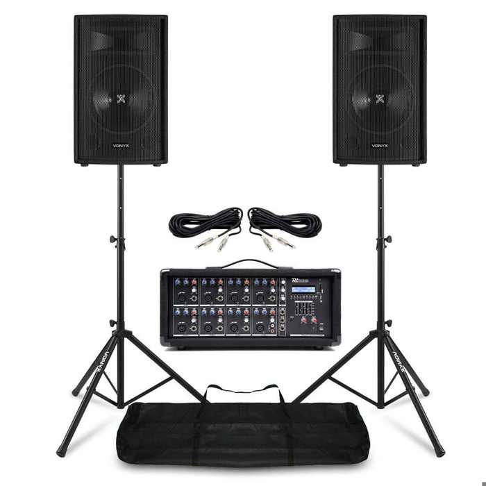 Vonyx Pack Sono Complet - Système de Sonorisation 800W avec Table de Mixage 8 Canaux, 2 ...