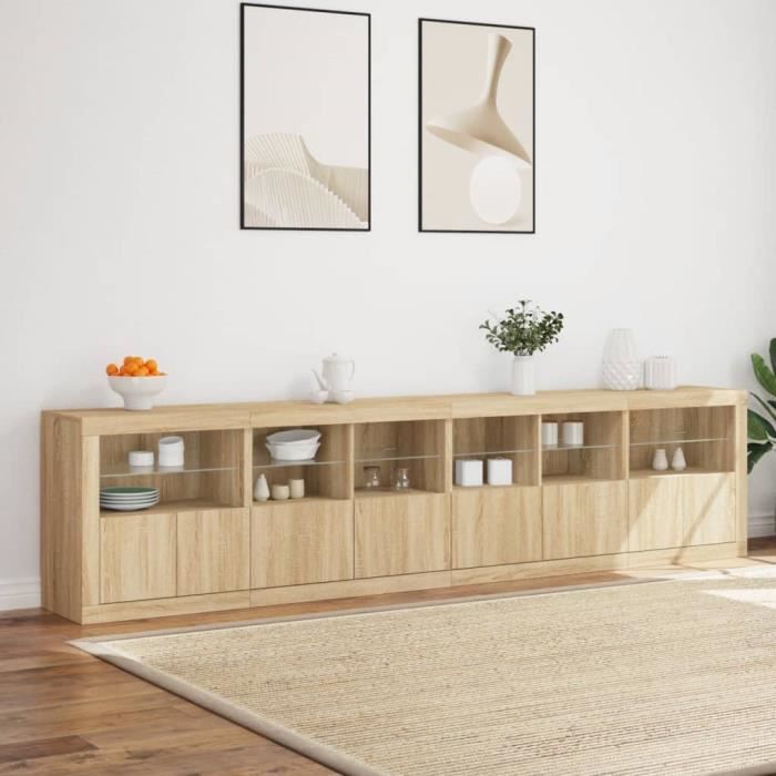 Atyhao Buffet avec lumières LED chêne sonoma 283x37x67 cm AB3209018 ...