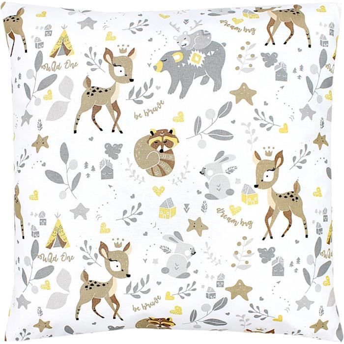 Taie D'Oreiller À Motifs Pour Enfants, Animaux Sauvages, 50 X 50 Cm ...