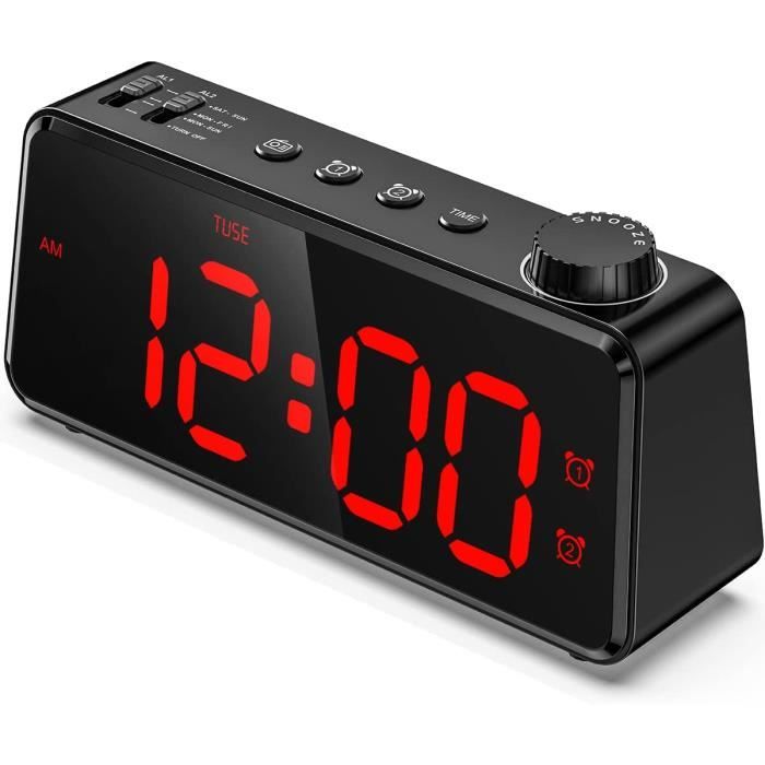 Réveil numérique avec radio,Écran LED à intensité variable,Fonctionne ...