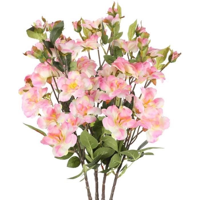 4Pcs Fausses Fleurs Artificielles Cerisier Artificielle Rose ...