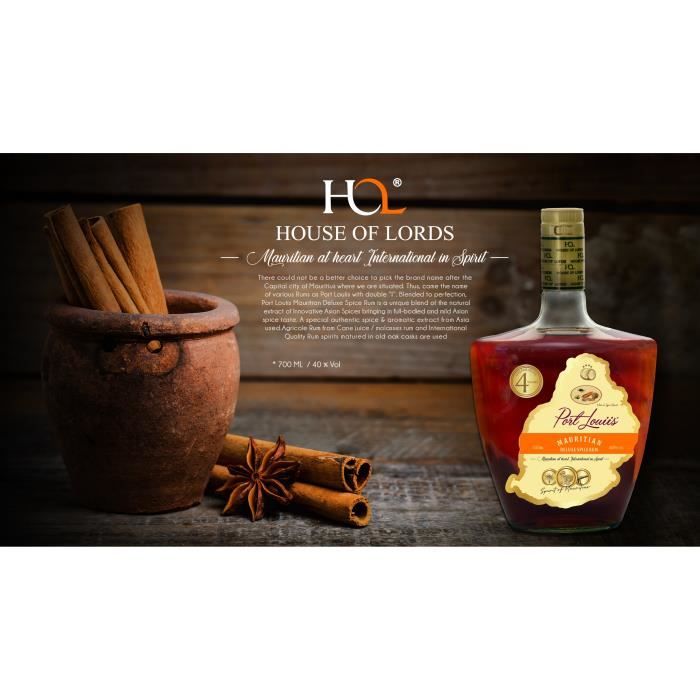 RHUM EPICES DELUXE PORT LOUIS ILE MAURICE HOUSE OF LORD 700ml 40% - La ...