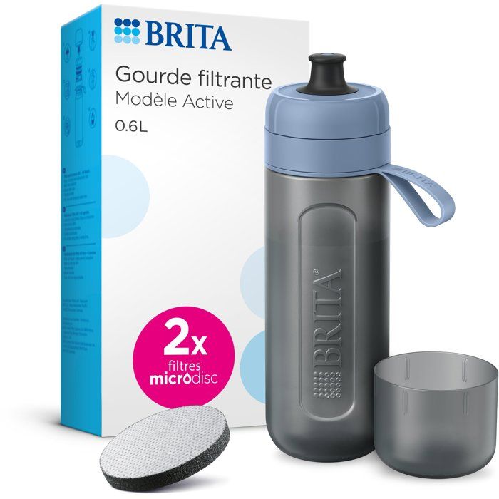 Gourde filtrante - BRITA - Active - 2 microdiscs inclus - Vert pastel ...
