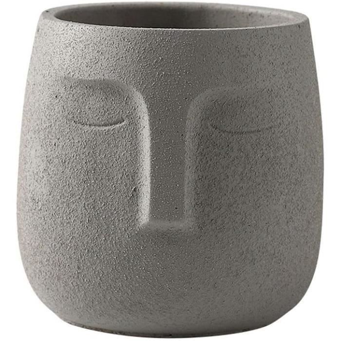 Pot De Fleurs Créatif En Forme De Visage Humain - Statue En Ciment ...