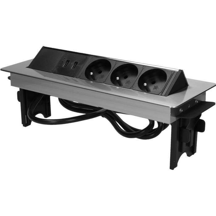 Ae-1364 Bloc Multiprise Electrique Encastrable Escamotable Avec Usb 3 ...