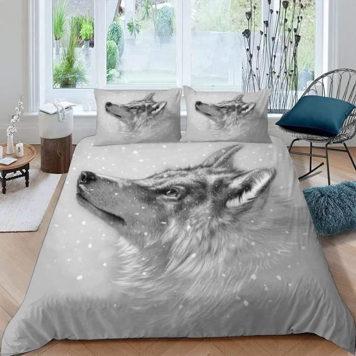 3D Microfibre Parure De Lit Loup 240X260 Cm 2 Personnes 3 Pièces Ultra ...