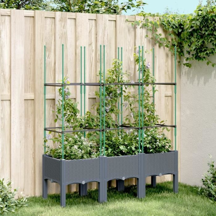 Jardinière avec treillis - KEEN SO - Modèle DA007 - Gris - 120x40x142,5 ...