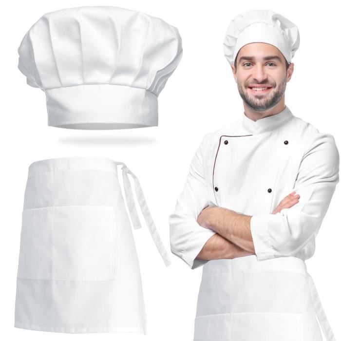 Kit de Chef de Cuisine Toque de Cuisinier Jetable et Demi Tablier pour ...