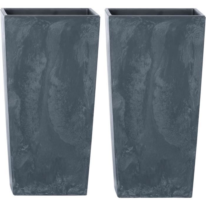 Lot de 2 grands pots de fleurs carrés effet béton pour intérieur ou ... Lot de 2 grands pots de fleurs carrés effet béton pour intérieur ou ...