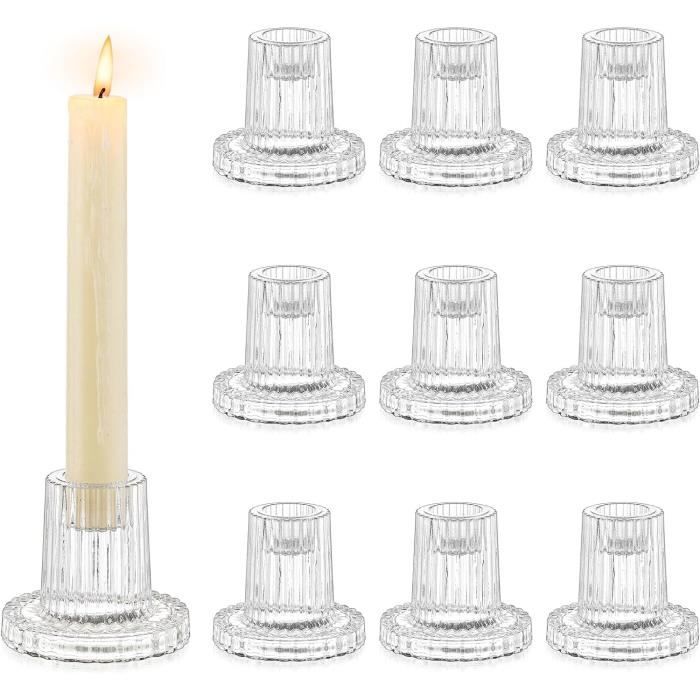 Chandelier Bougeoir Verre Transparent - Lot de 10 Petite Bougeoir Mariage Decoratif Noel ...