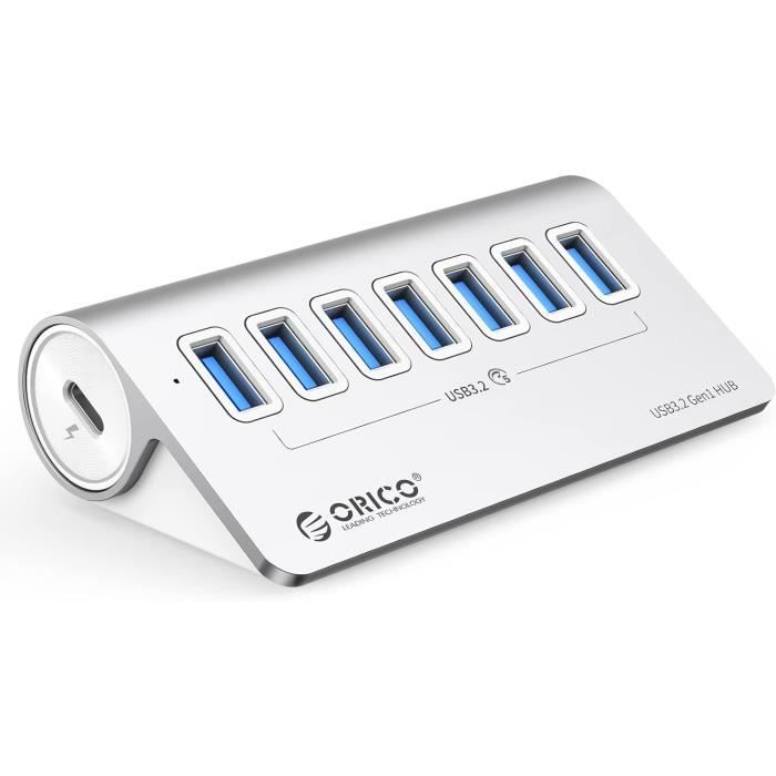 Hub Usb, Hub Usb C En Aluminium À 7 Ports, Hub De Données Usb 5 Gbit-S ...