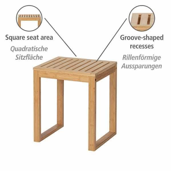 WENKO Tabouret Bambou Salle de bain, tabouret de salle de bain Bamboo ...