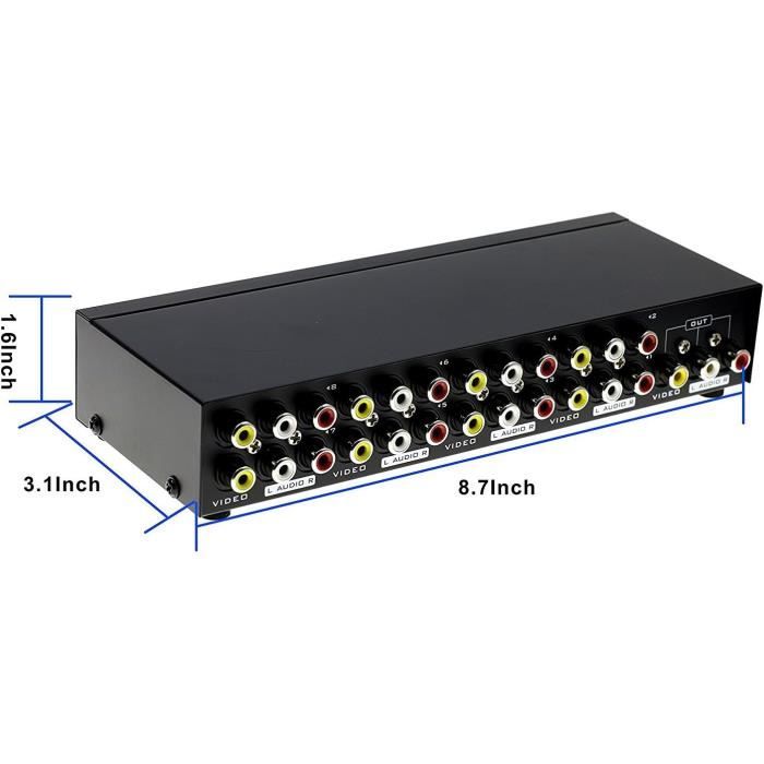 8 Ports Définitivement 1-Out Sélecteur Av Rca Splitter Adaptateur[J1566 ...