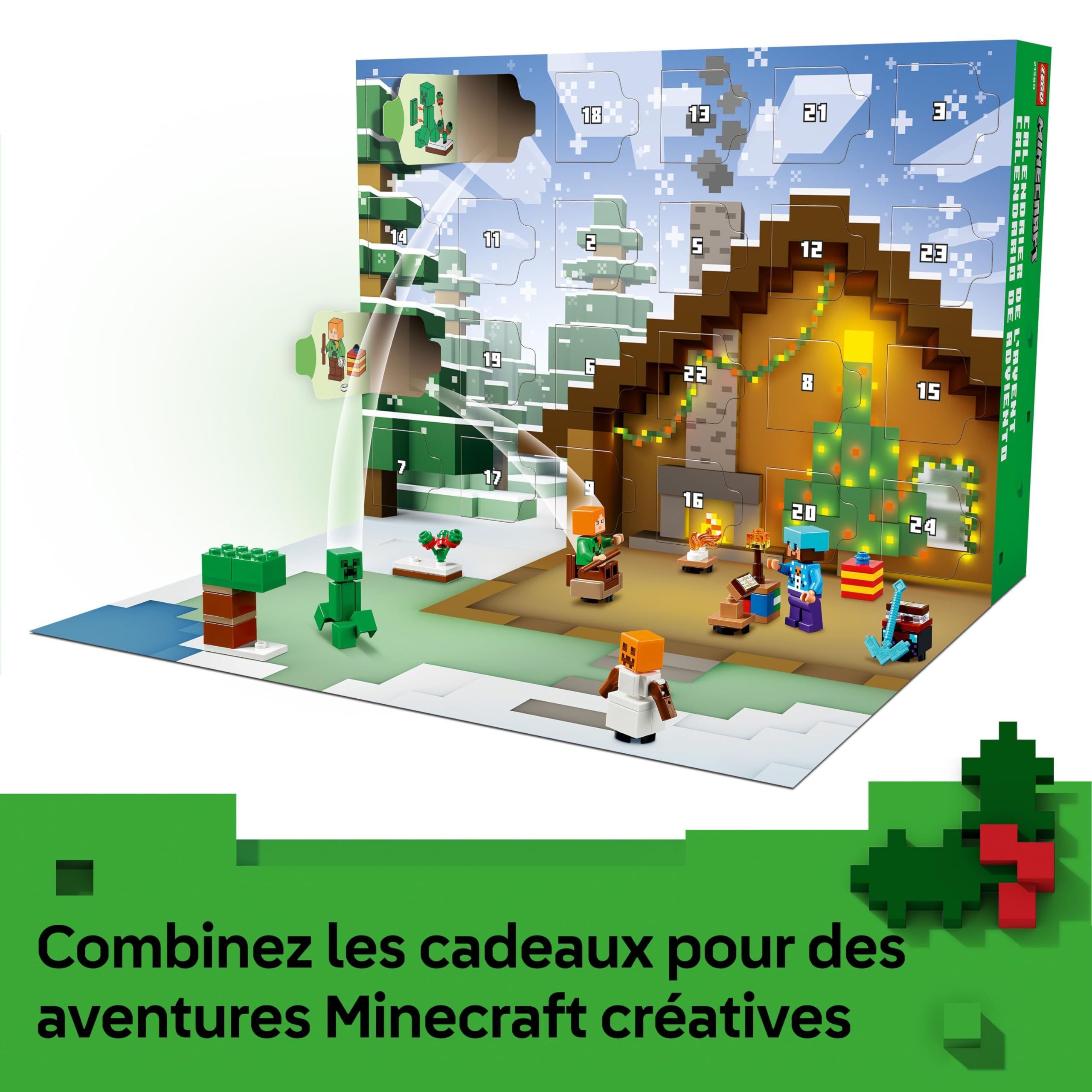 LEGO Minecraft 21280 Le Calendrier de l’Avent 2025 - Jeu de Noël pour ...