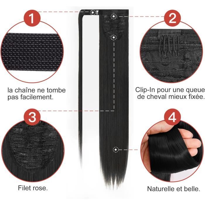 Postiche Queue De Cheval Extnsion Cheveux 70Cm Longue Raides Wrap ...