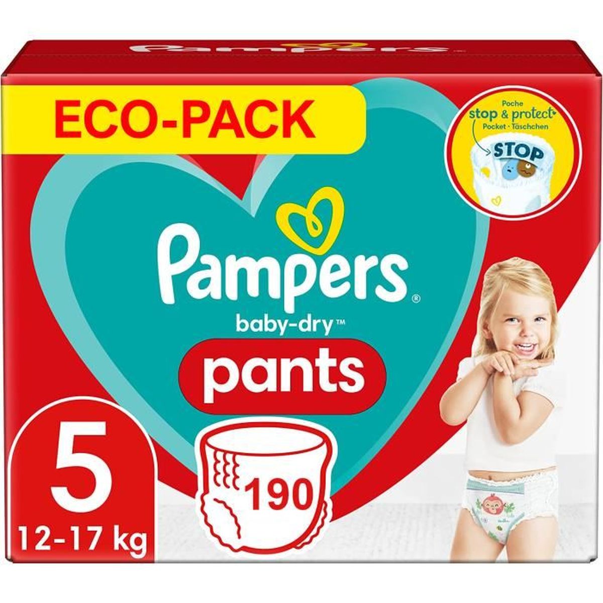PAMPERS PANTS TAILLE 5 190 COUCHES BABY-DRY COUCHES-CULOTTES (12-17 KG ... PAMPERS PANTS TAILLE 5 190 COUCHES BABY-DRY COUCHES-CULOTTES (12-17 KG ...