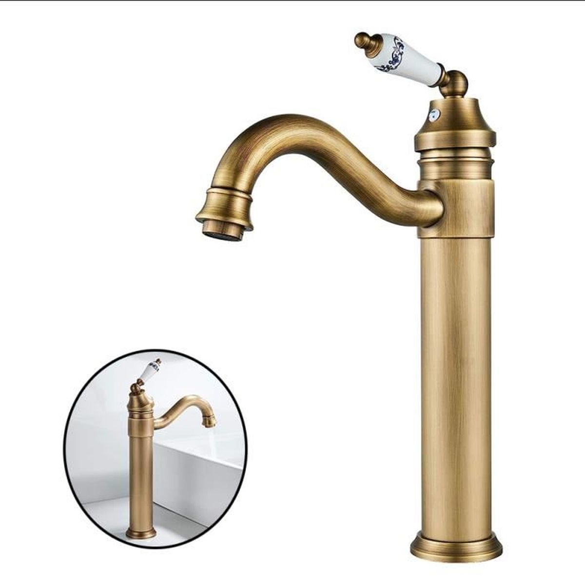 Lavabo Robinet Laiton Haut, Robinet Salle de Bain avec Bec Haut ...