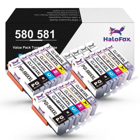 Cartouche compatible - Canon - 580 581 - Multi-couleurs - Pack de 12 ...