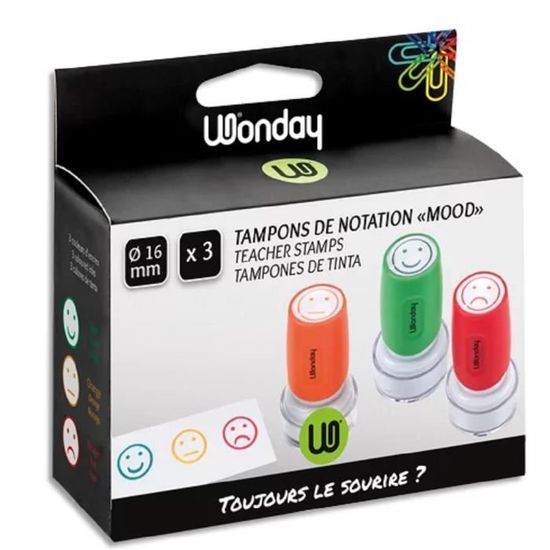 Lot de 3 tampons de notation smiley ECOLE 16 mm WONDAY - Cdiscount ...