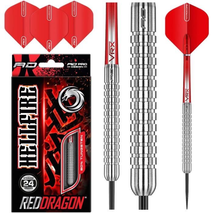 Hell Fire 22g, 24g ou 26g Fléchettes Pointes Acier avec Ailettes et ...