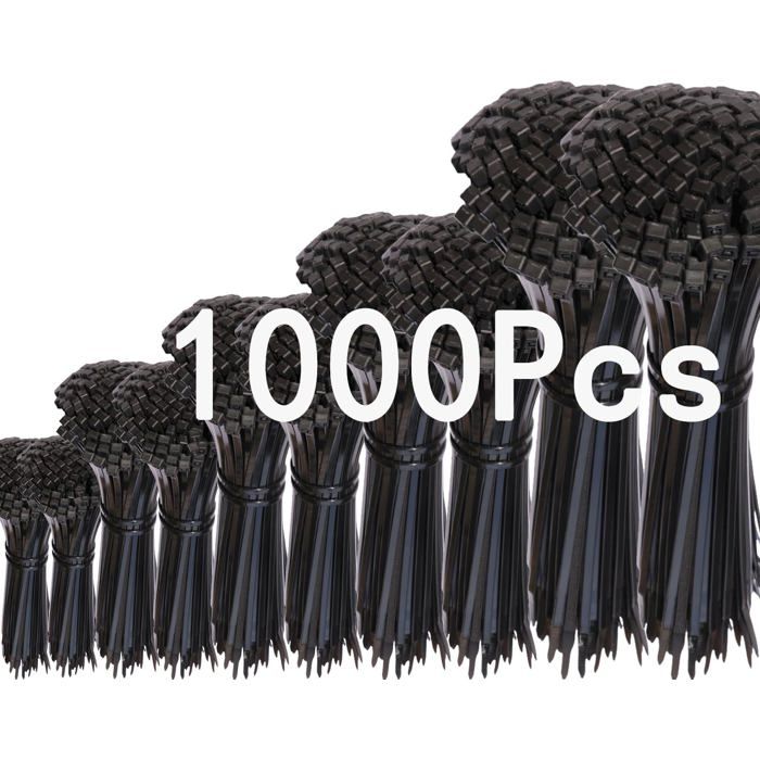 1000 Pieces Cable Ties, Black Plastic Cable Clamp, 100/150/200/250 ...