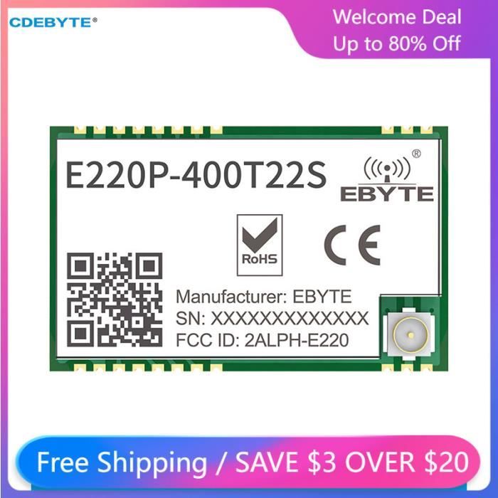 Module série sans fil. 433MHz. UART Ebyte RSSI Air. réveil. 7km. UART SMD. 22dbm. 160mW. IPEX ...
