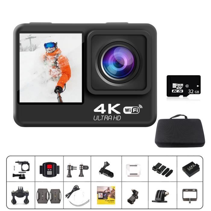 Ensemble 4K 32G-Caméra d'action sous-marine Ultra HD avec écran tactile ...