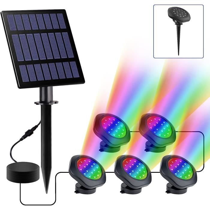 Lampes Solaires De Bassin, Rgb Lampe Solaire Sous-Marines Éclairage Submersible Avec Ip68 ...