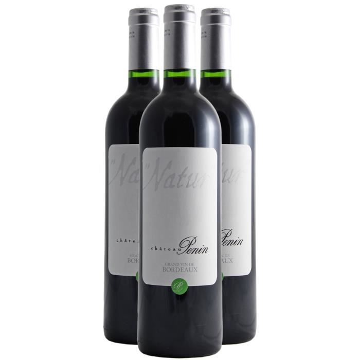 Château Penin Natur Rouge 2020 - Lot de 3x75cl - Vin Rouge de Bordeaux ...