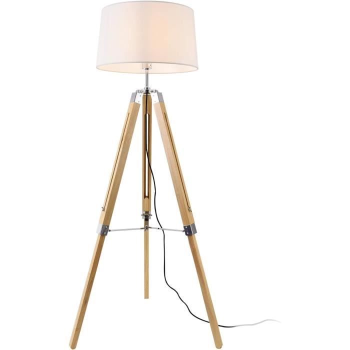 Lampadaire Design Lampe À Pied Trépied Avec Pieds En Bois Et Métal Abat ...