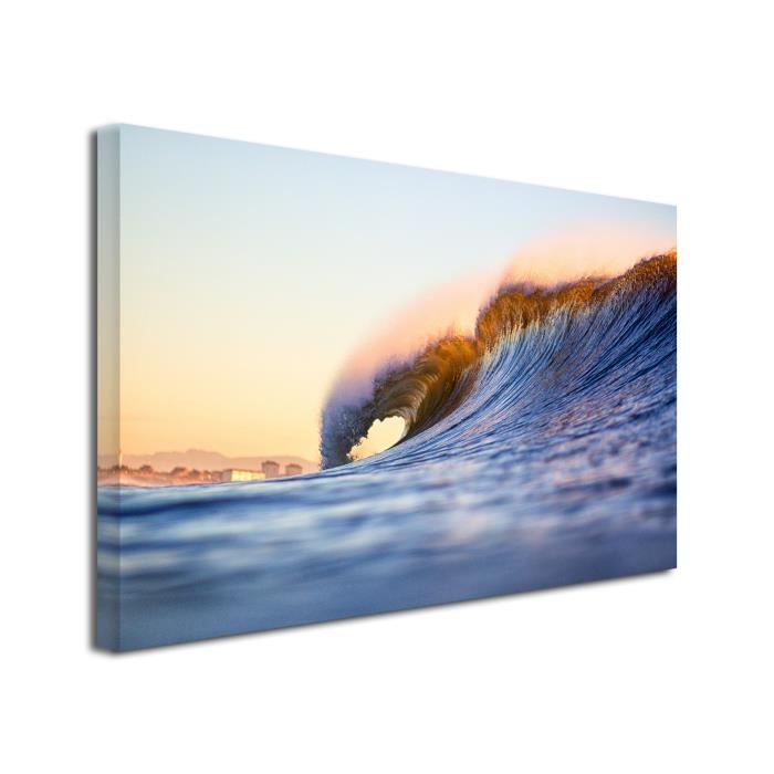 DECLINA, tableau toile océan, Tableau toile décoratif Sunset vague ...