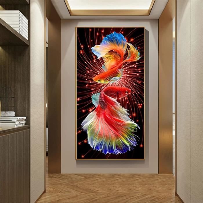 5D Diamond Painting,Poisson Rouge Animal Broderie Diamant Kit Complet ...
