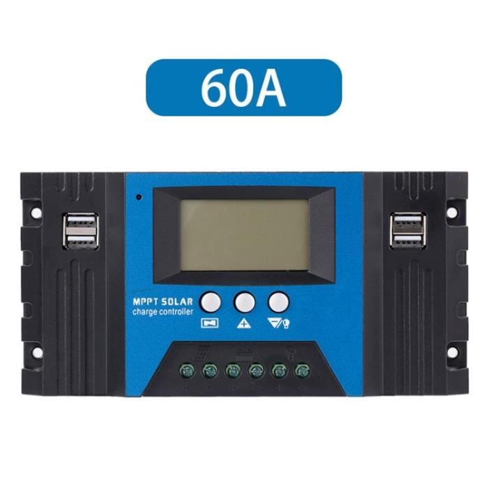 Contrôleur de Charge Solaire LCD MPPT 12v - 24v Regulseur de Chargeur de Panneau Solaire-60A ...