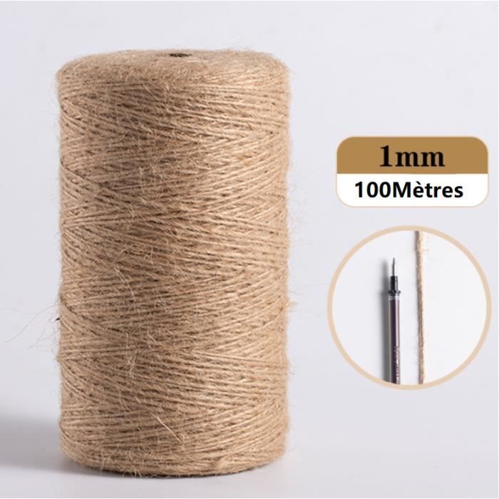 100m Corde en Jute naturelle,1mm, pour bricolage, couture, ruban de ...